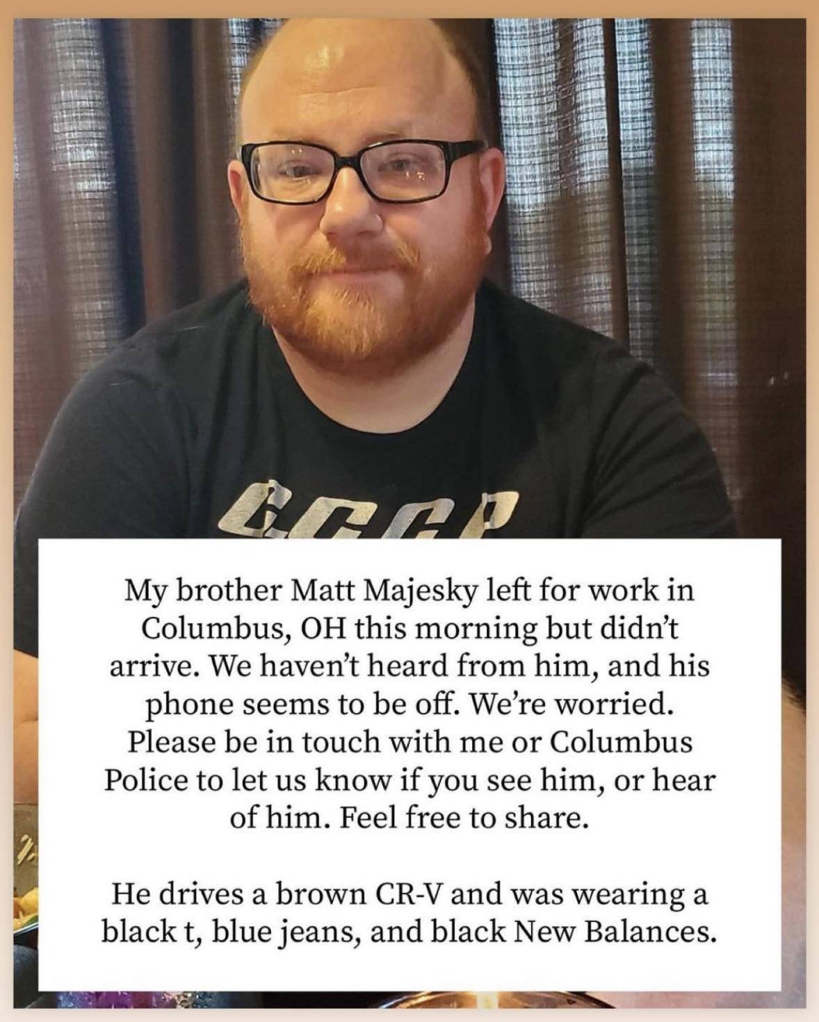 Matthew Majesky Missing, Found Update, Gravy Master Matt Majesky ...